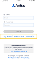How do I log into the AmTrav app?