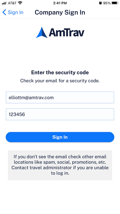 How do I log into the AmTrav app?